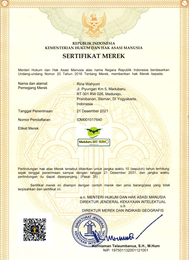 Brand Certificate – Madubaru Agrikultura